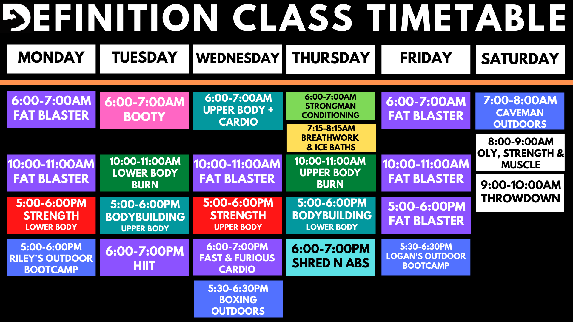 Timetable | Definition Fitness